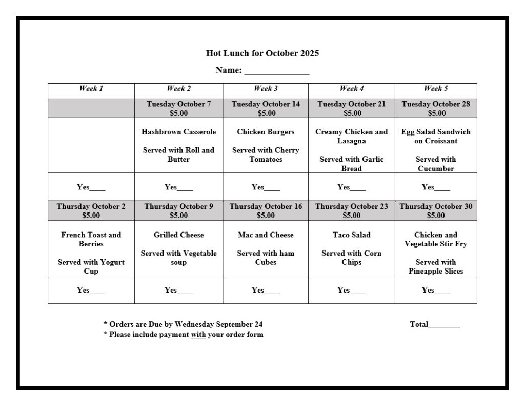 Monthly Hot Lunch – Little Geniuses Day Care